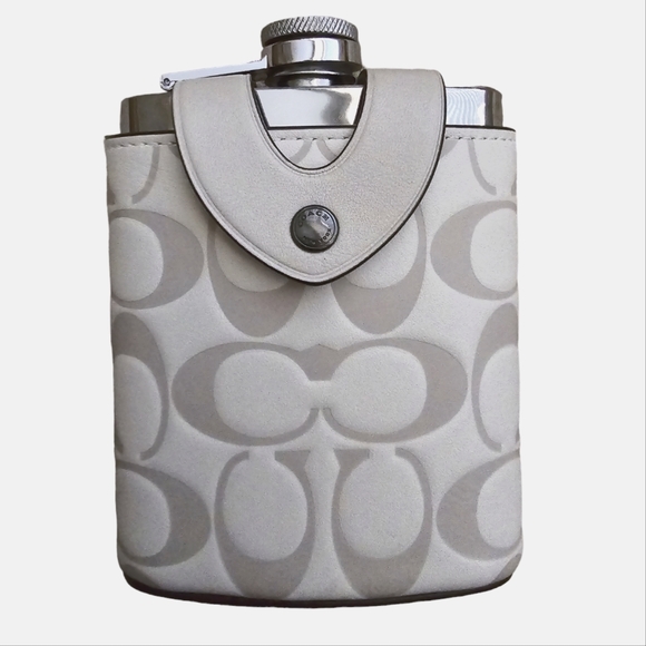 Coach | Dining | Coach Flask Signature Calf Leather Chalk | Poshmark
